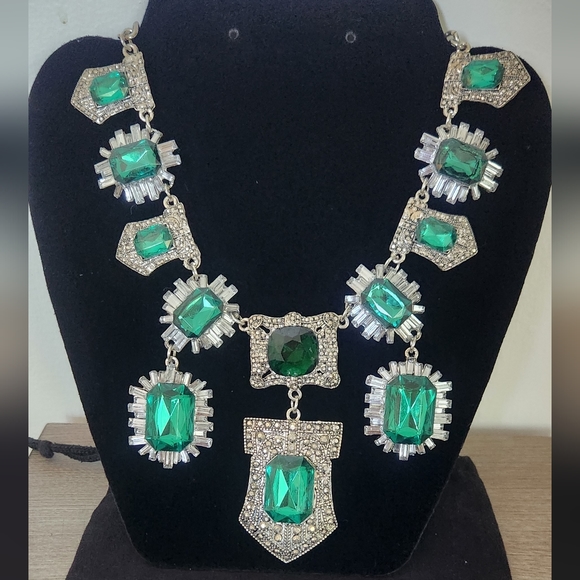 Source Unknown | Jewelry | Emerald Jewel Statement Necklace Oversized ...